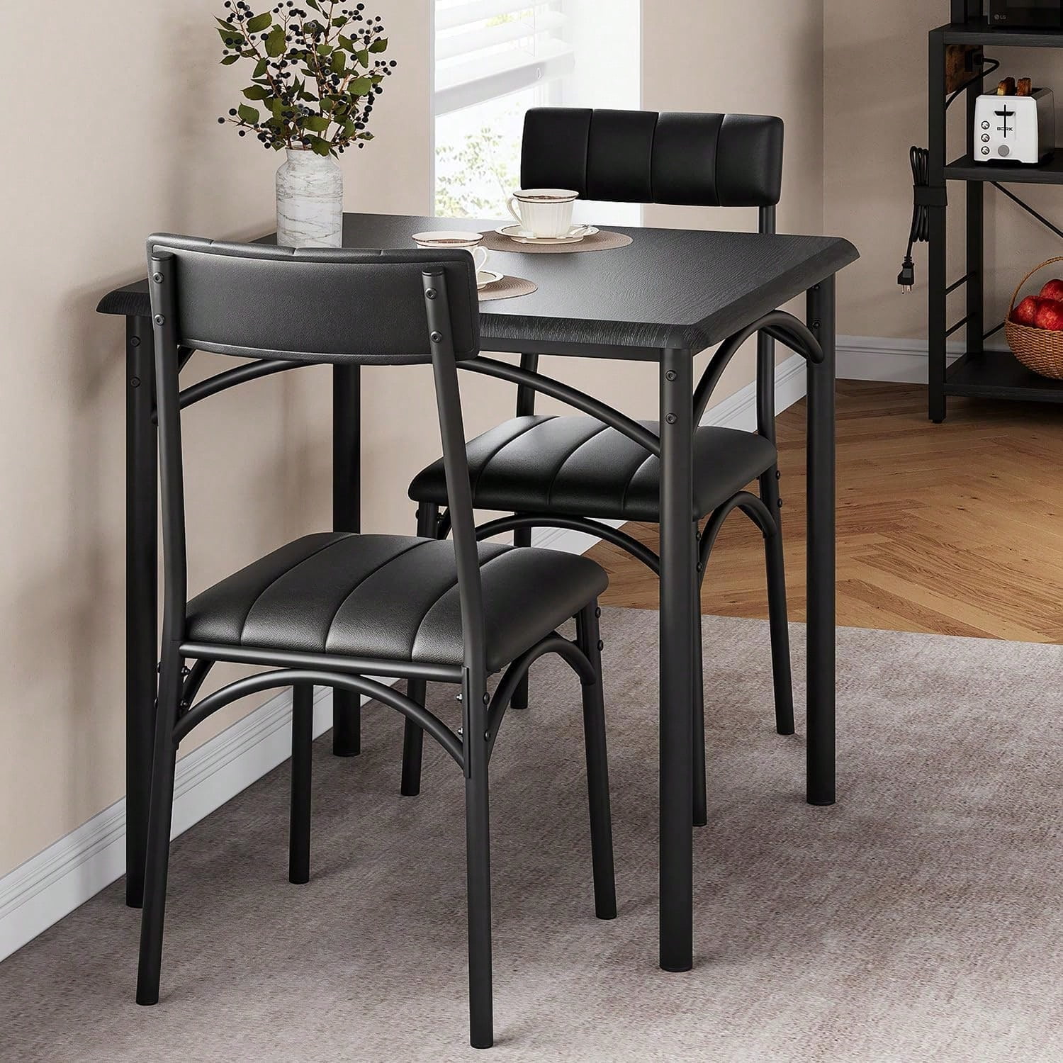 Dining Table Set For 2, Kitchen Table With Upholstered Chairs For 2 ...