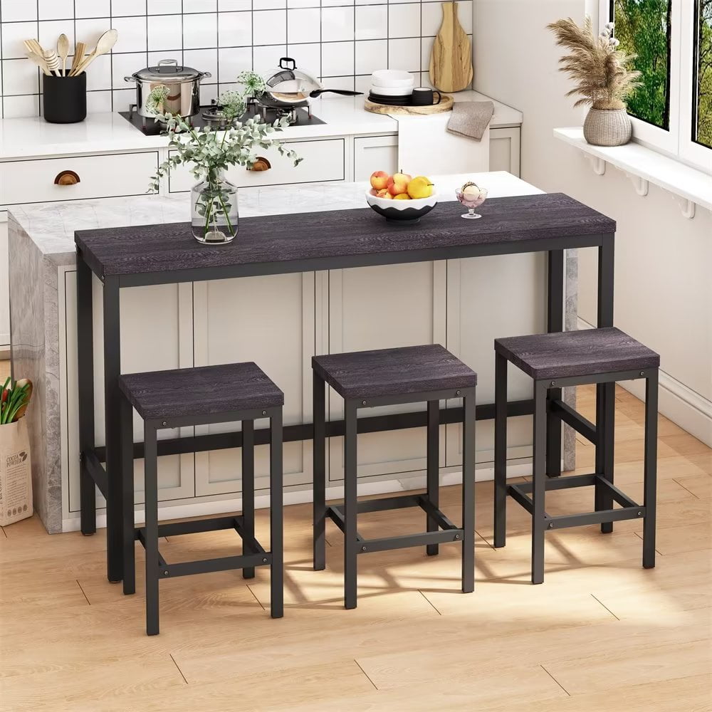 Dining Table Set for 3, 4-Piece Counter Height Extra Long Dining Table ...