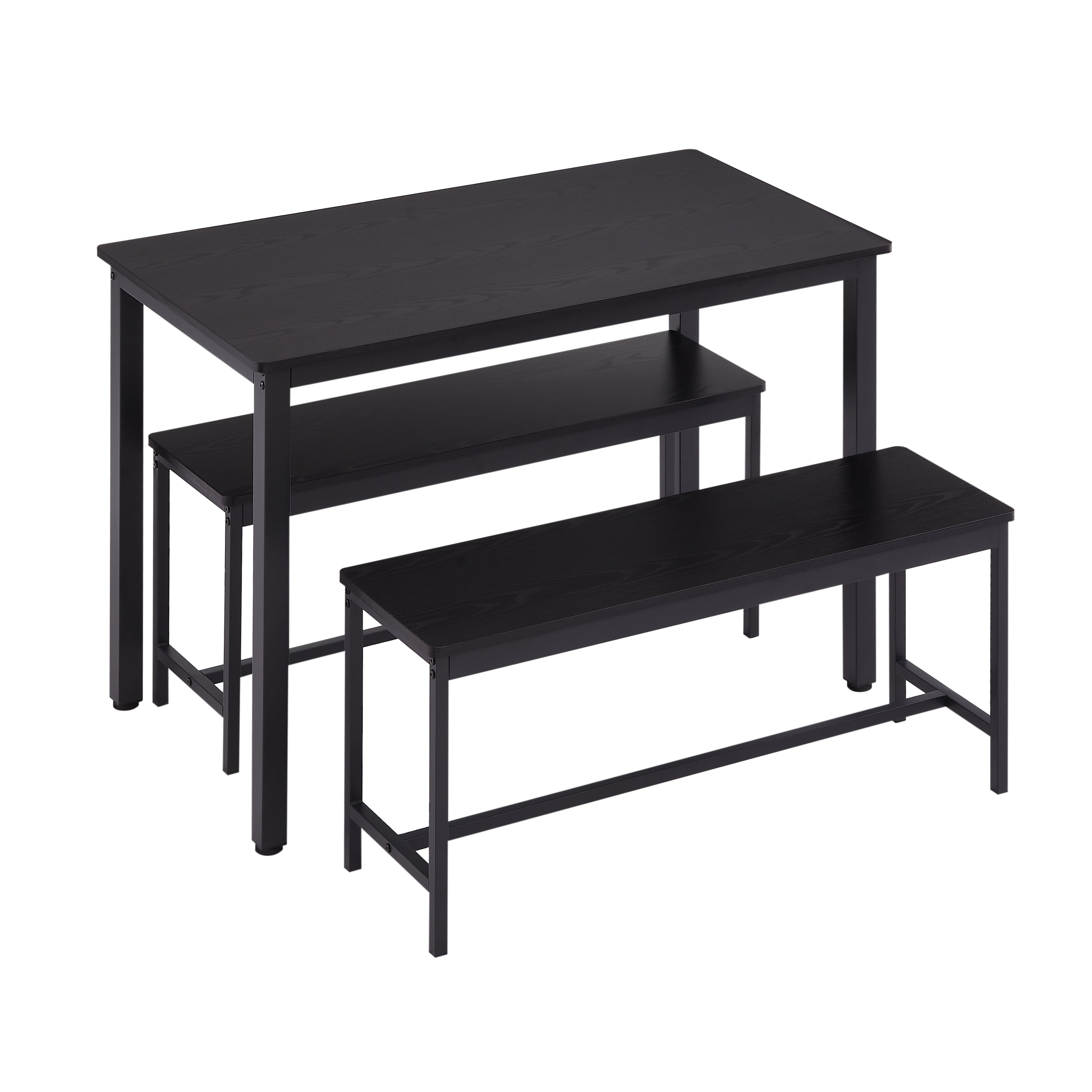 Dining Table Set for 3, Bar Table with 2 Dining Benches, Kitchen Table ...