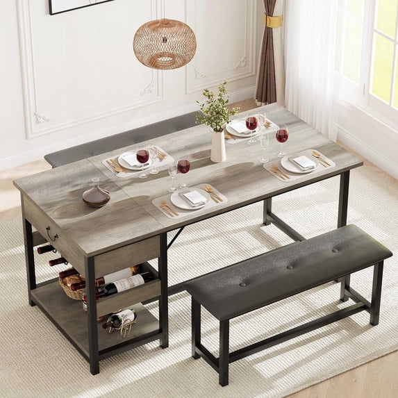 Dining Table Set for 4, 3 Piece Kitchen Dining Table Set with ...
