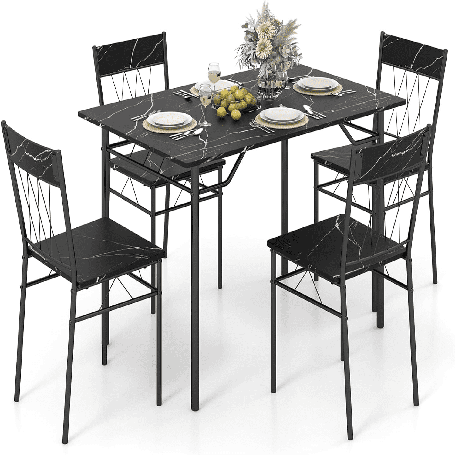 Dining Table Set for 4 5-Piece Breakfast Nook with Kitchen Table 4 ...