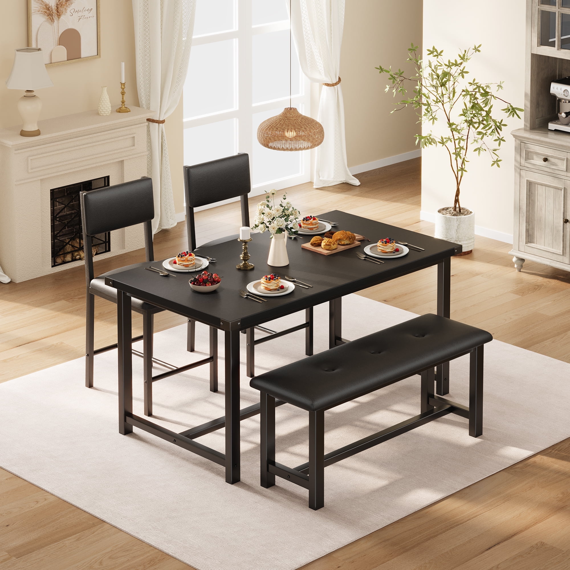 Dining Table Set for 4, 5 Piece Kitchen Table Set with Upholstered ...