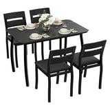 Dining Table Set for 4, 5 Piece Modern Metal & Wood Dining Room Table ...