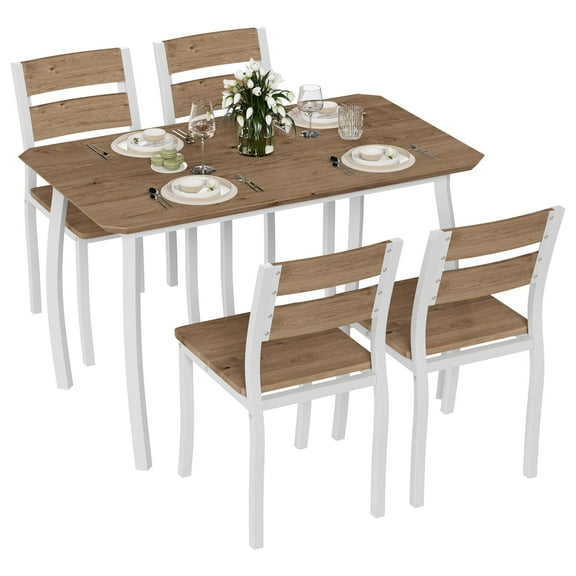 Dining Table Set, Kitchen Set, 5 Piece Set With Metal Frame Wood ...