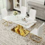 Dining Table Set for 4, 5 Piece Dining Table Set, Cold Jade Patterned ...