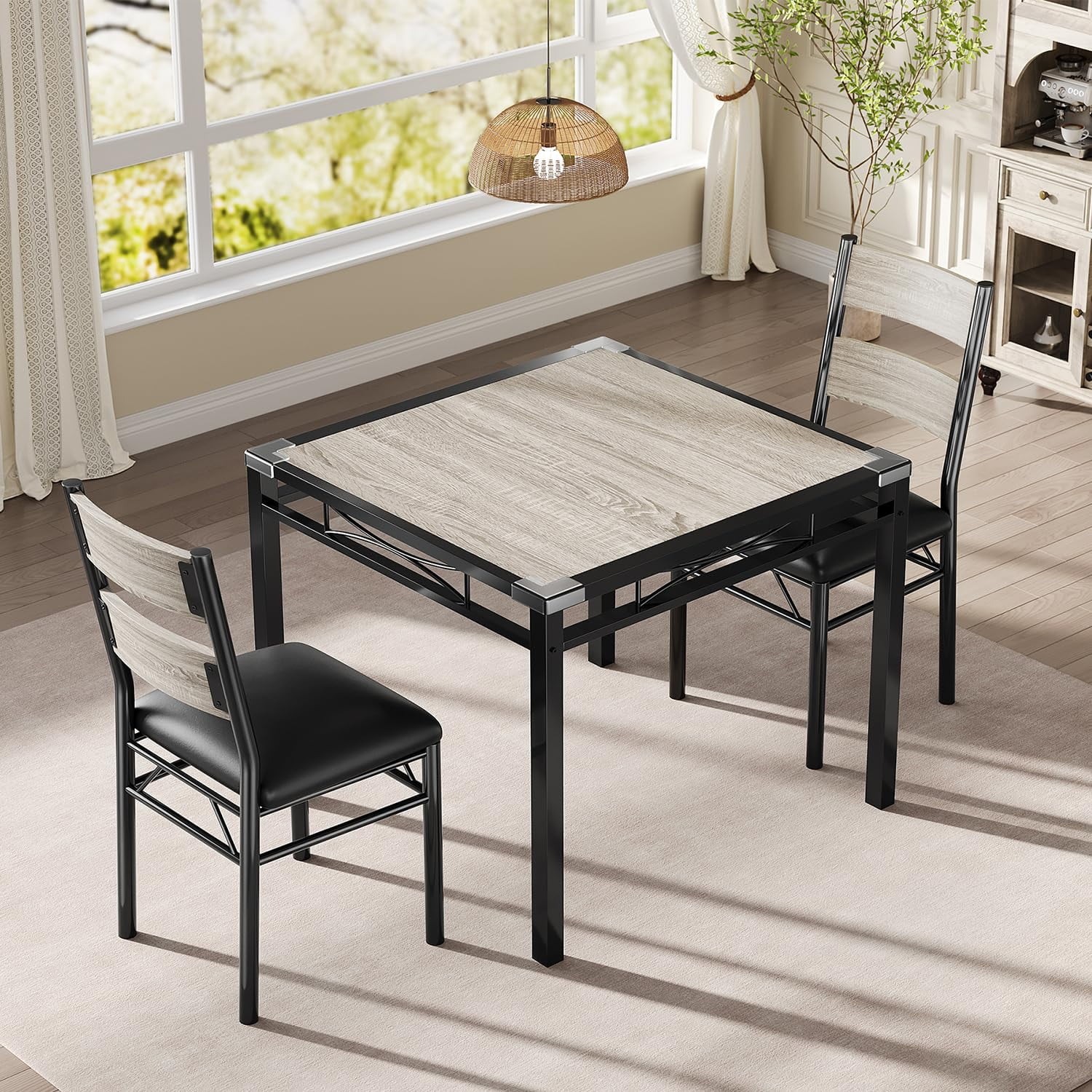 Dining Table Set for 4, 5-Piece Wood Kitchen Table and Chairs ...
