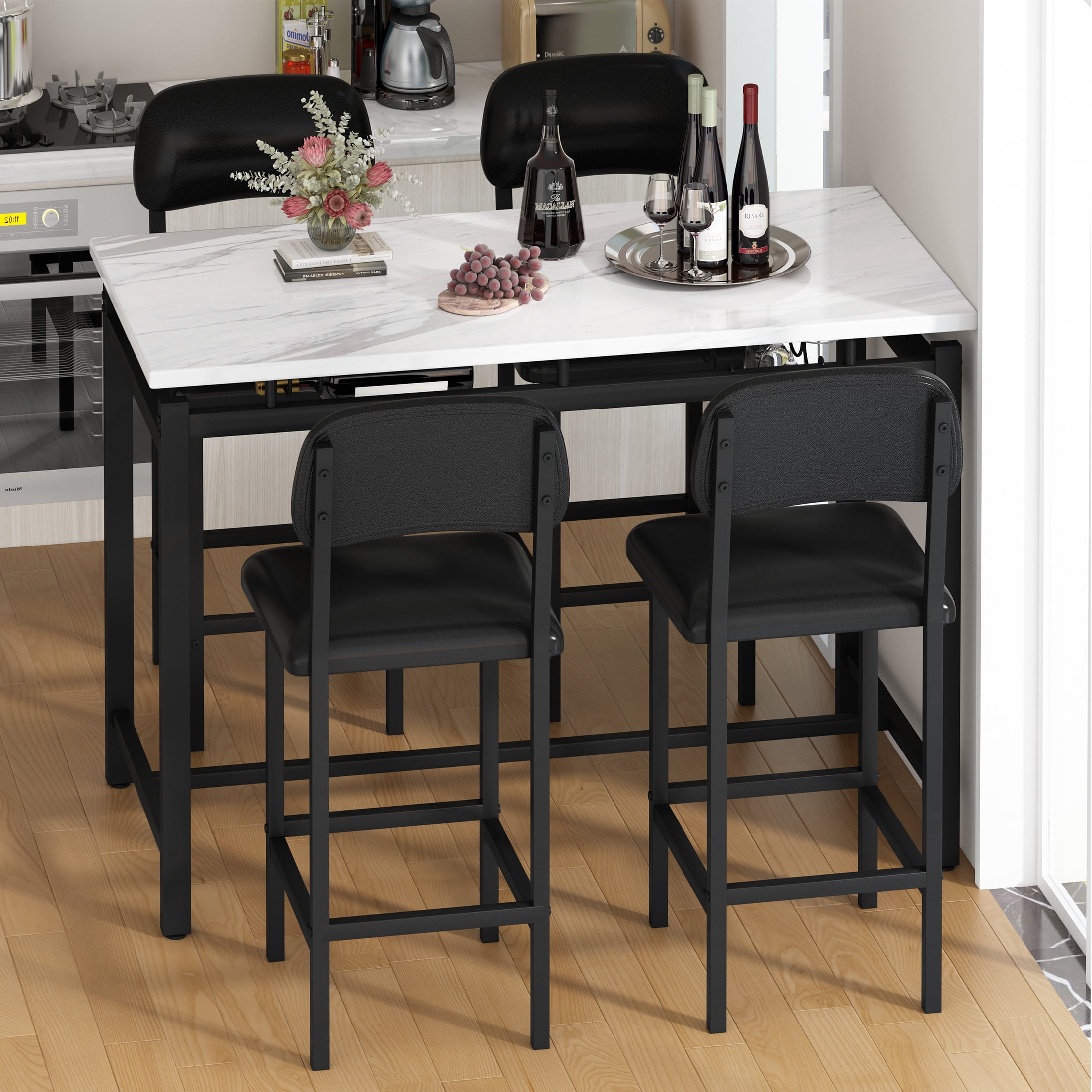 Legahome High Top Dining Table Set, 5 Piece Counter Height Table and ...