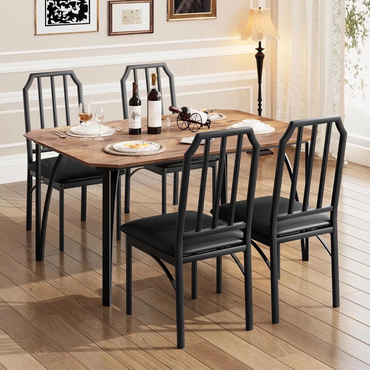 Dining Table Set for 4, Dining Table Set with 4 Cushioned Dning Chairs ...