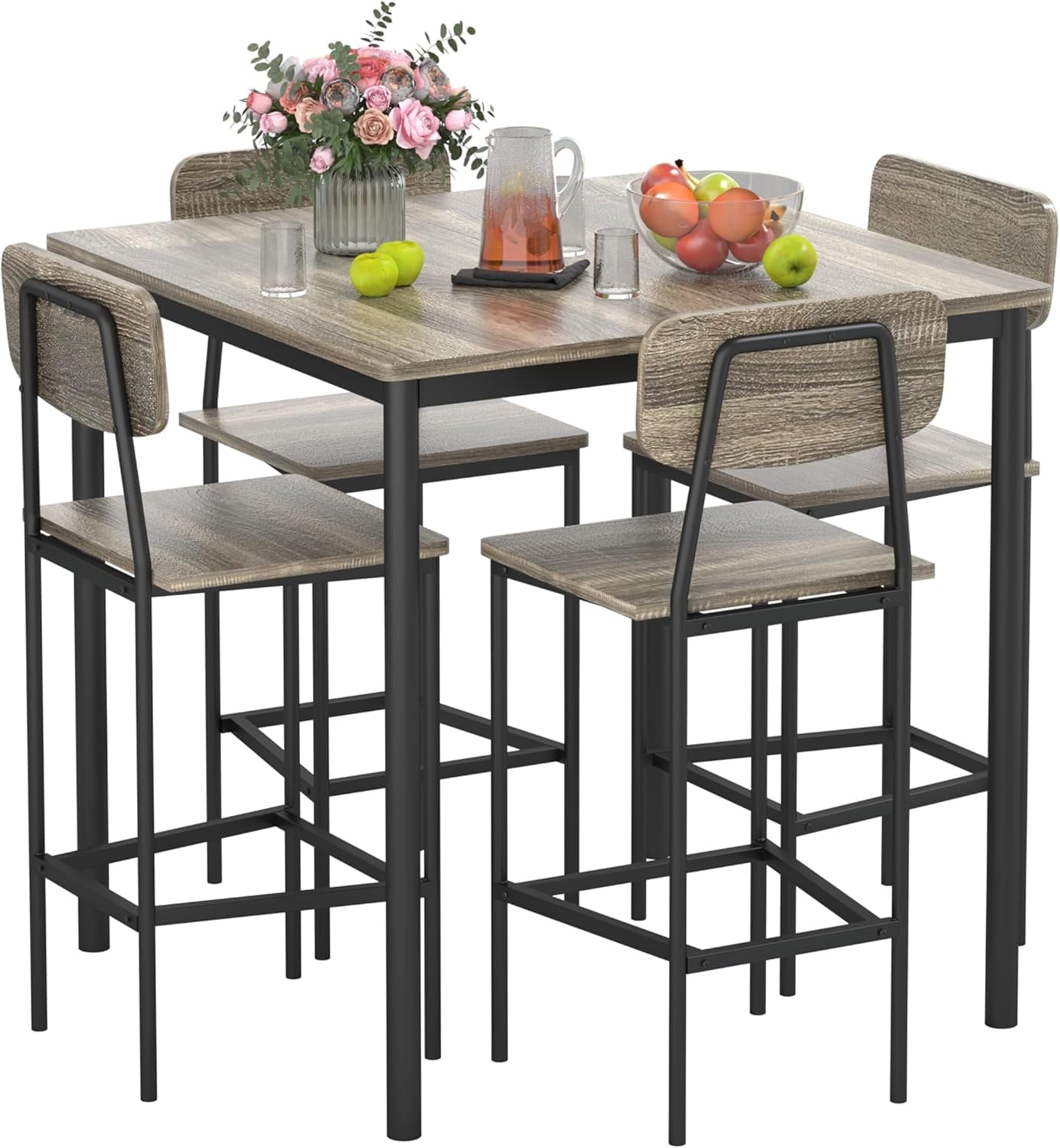 Dining Table With Wine Rack M Optimized 5-Piece Dining Table For 4 ...