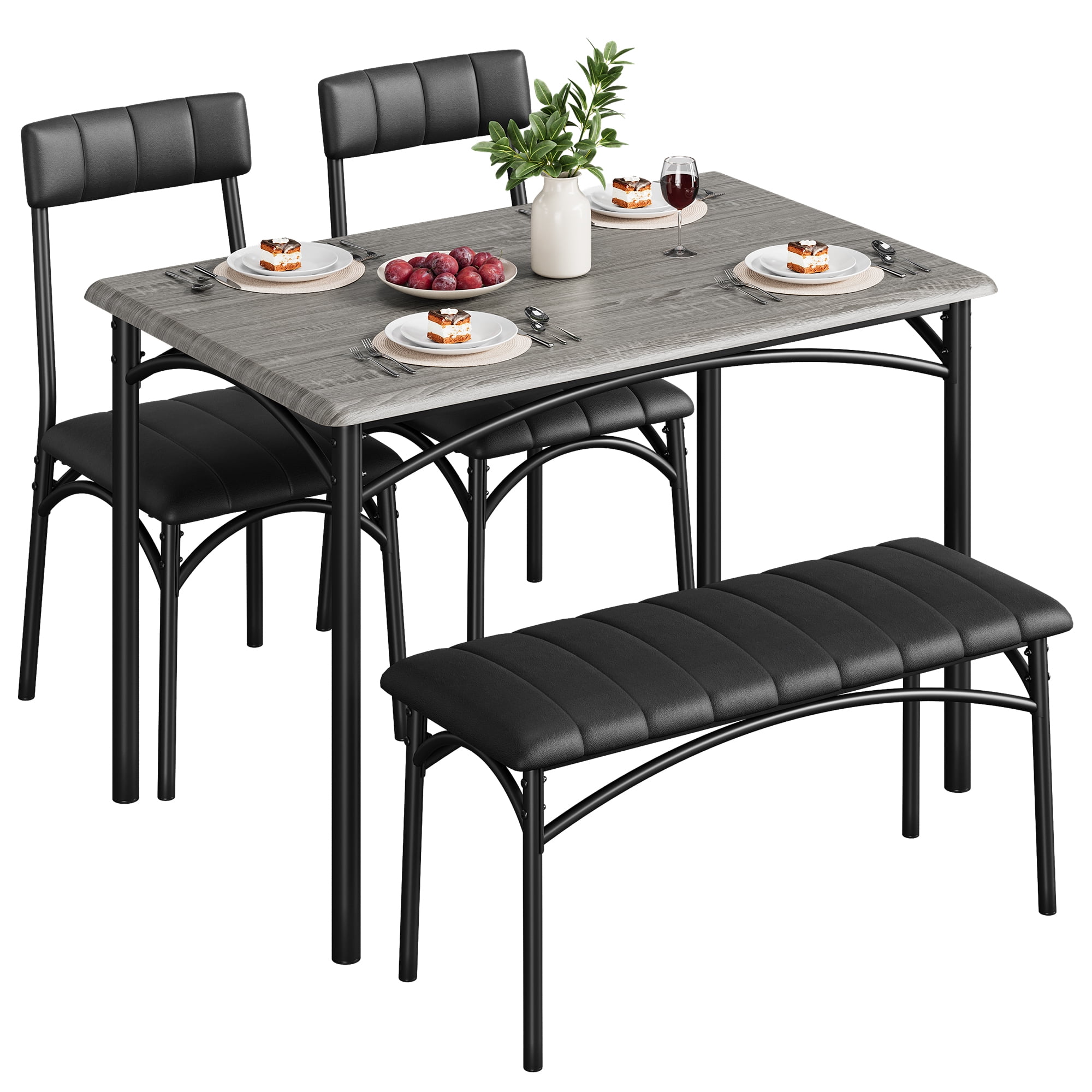 Dining Table Set for 4, Kitchen Table and Chairs for 4, Rectangular ...