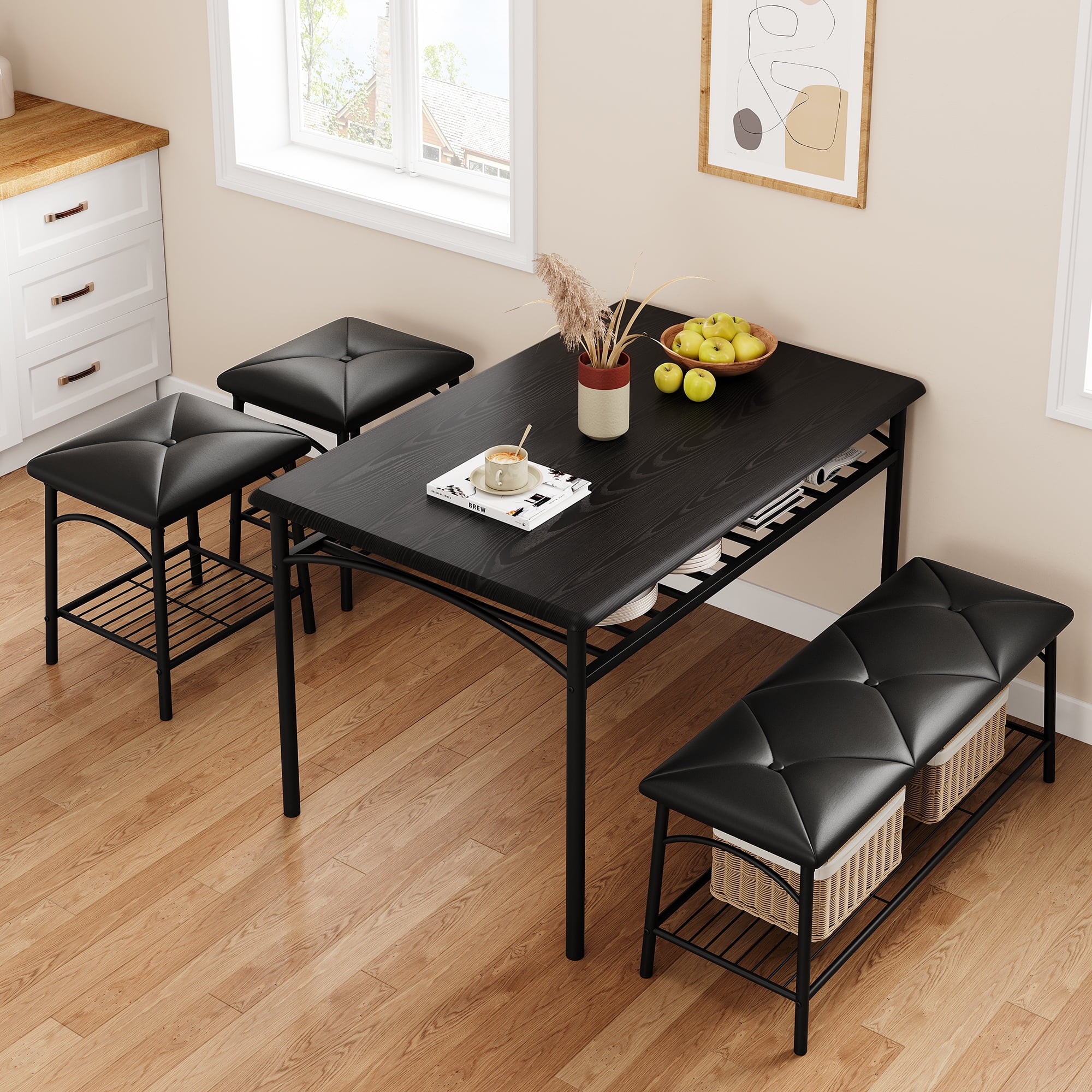 Dining Table Set for 4, Kitchen Table Set of 4 with Upholstered Dining ...