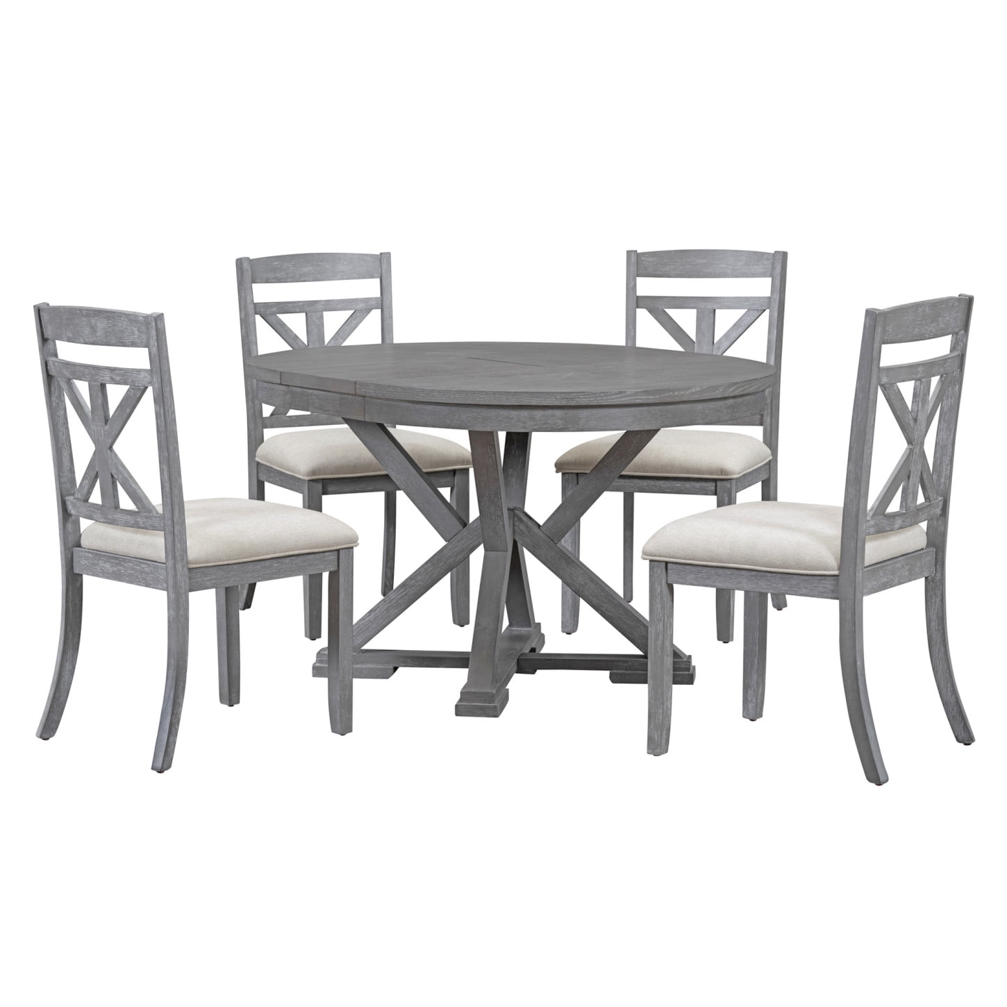Dining Table Set for 4, Retro Functional Dining Table Set, 5-Piece ...