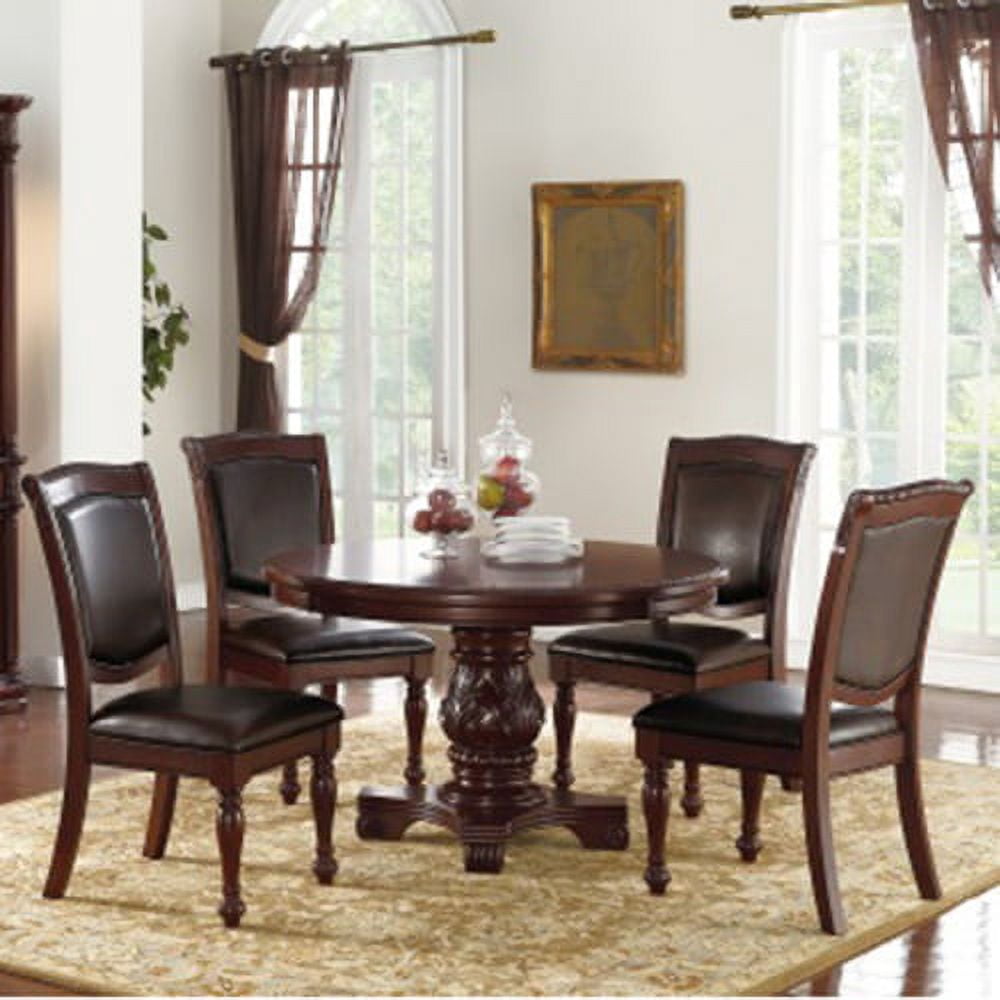 Dining Table Set 5 Pcs, 4 Wood Dining Chairs - A Beautiful Round Wooden ...