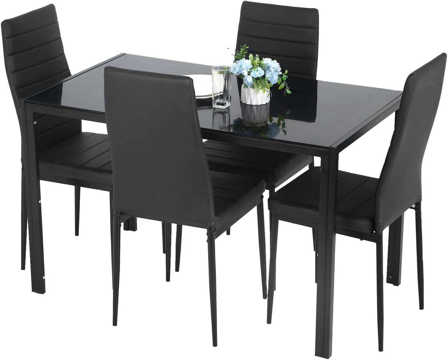 Dining Table Set 5 Piece Glass Dining Table Set Kitchen Table and ...