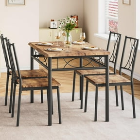Aukfa Dining Table Set for 4, Rectangular Kitchen Table W/ 2 Benches ...