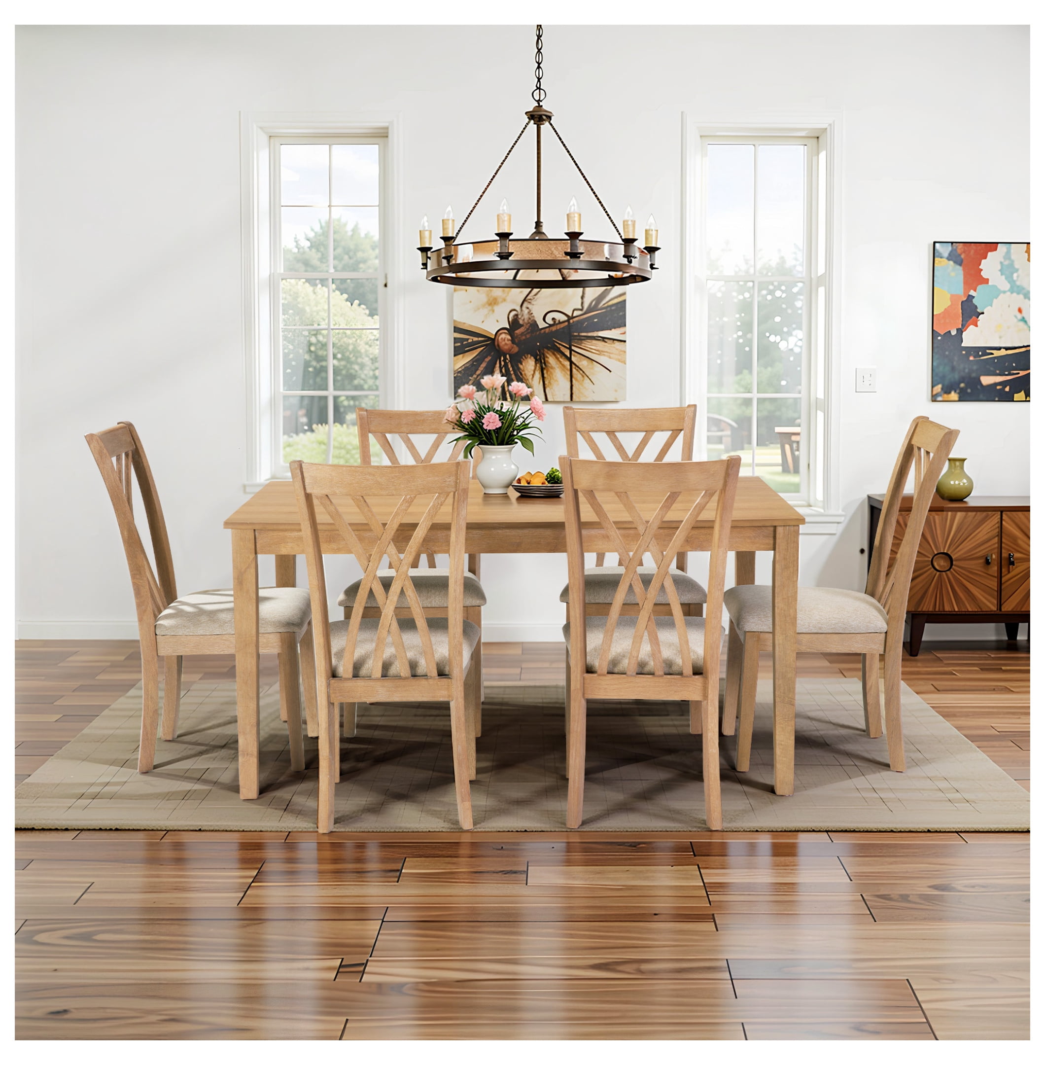 Dining Table Set with 6 Chairs, Modern Dining Table and Chairs Set, 1 ...