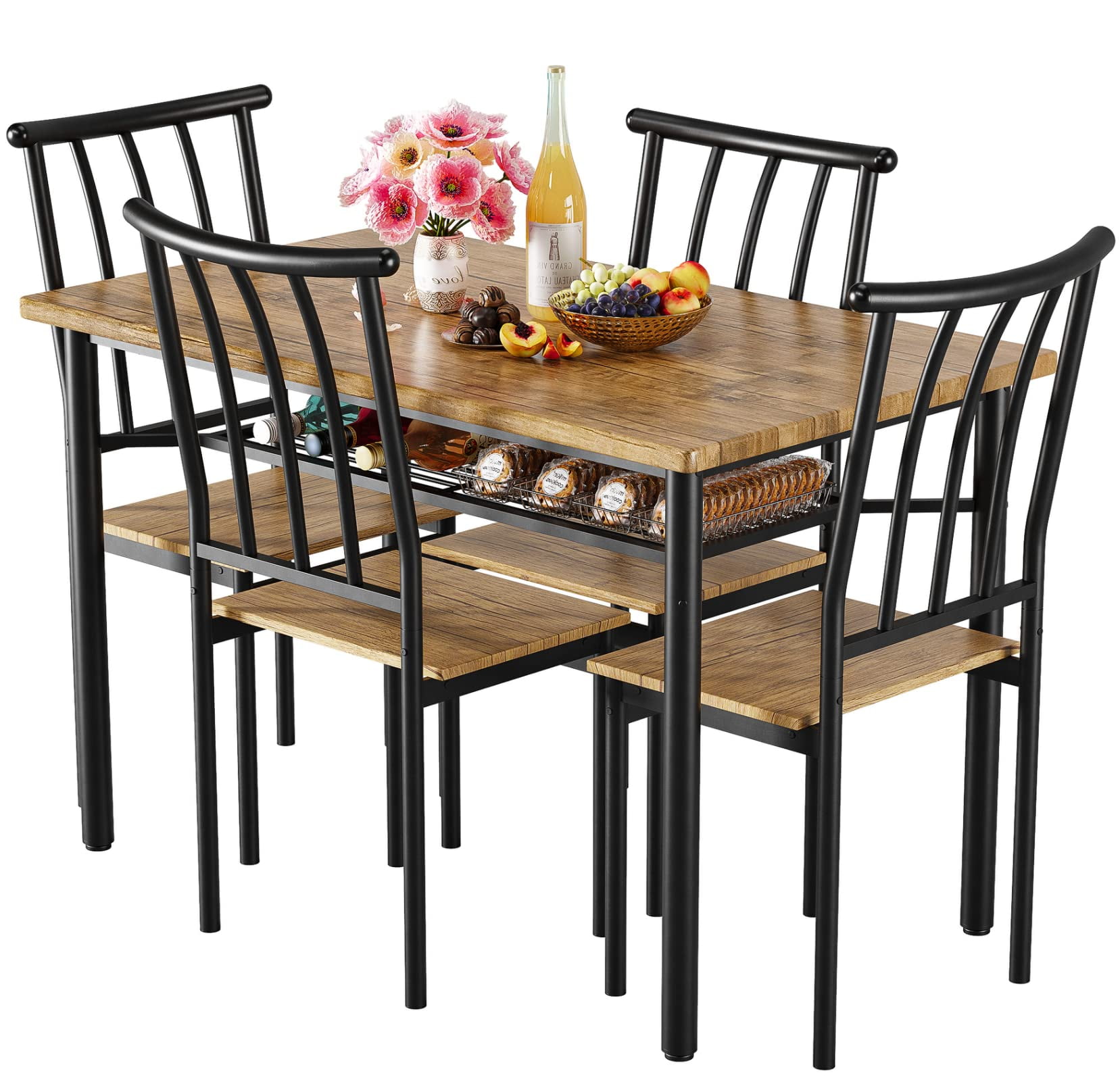 Dining Table Set For 4 Persons,5-Piece Kitchen Dining Table Set, Modern ...