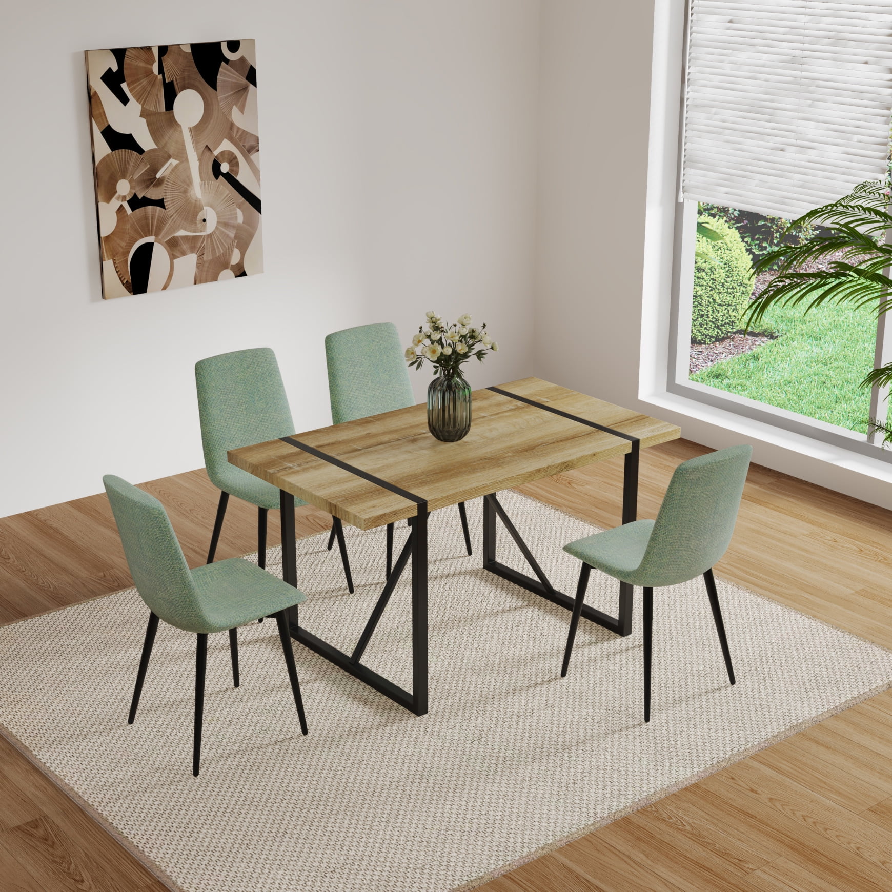 Dining Table Set, Modern Luxury 5 Pieces Armless Dining Set with 1 ...