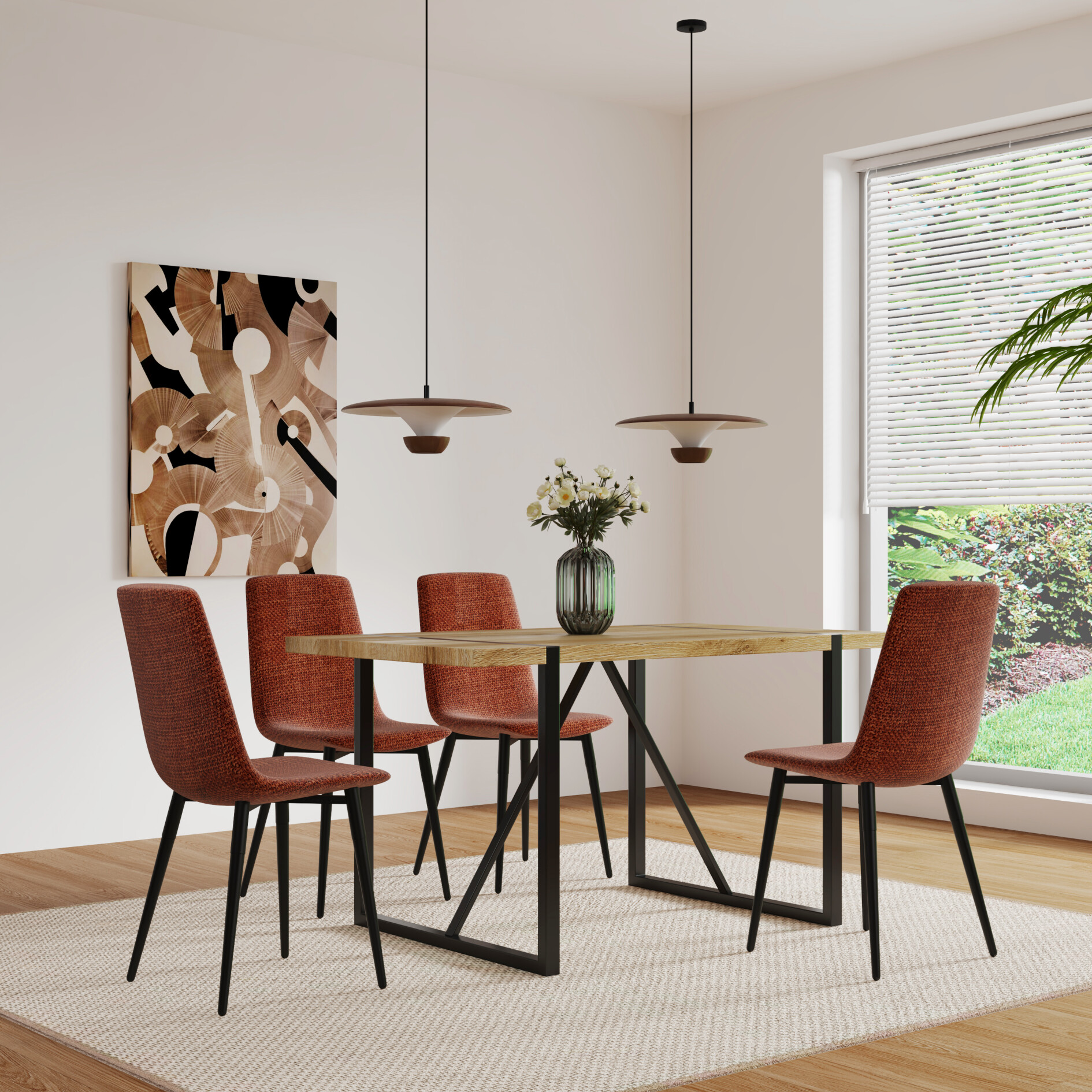 Dining Table Set, Modern Luxury 5 Pieces Armless Dining Set with 1 ...