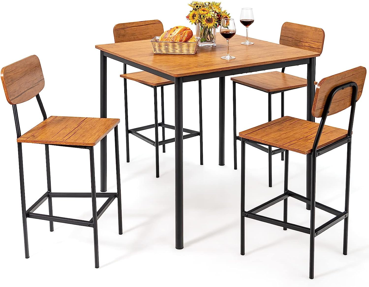 Dining Table Set for Small Space, Kitchen Table and Chairs with Steel ...
