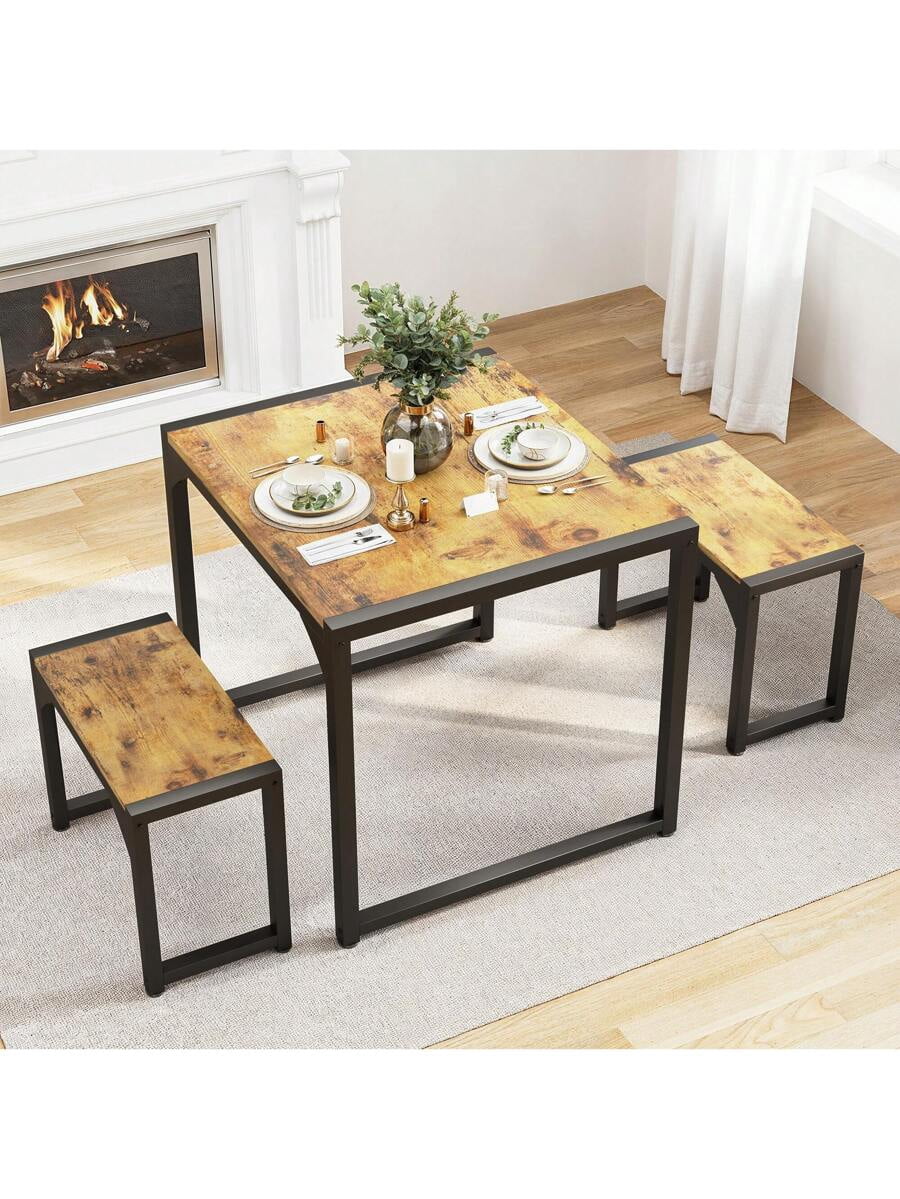 Dining Table Set With Steel Frame, Kitchen Table Set For 2, Dinner Set ...