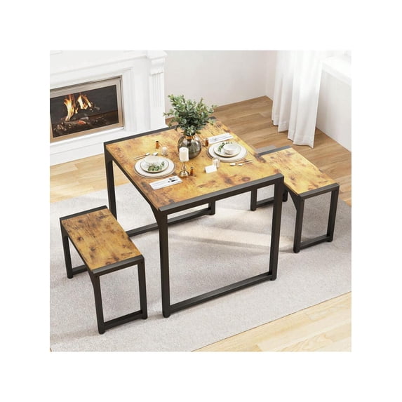 Dining Table Set With Steel Frame, Kitchen Table Set For 2, Dinner Set ...