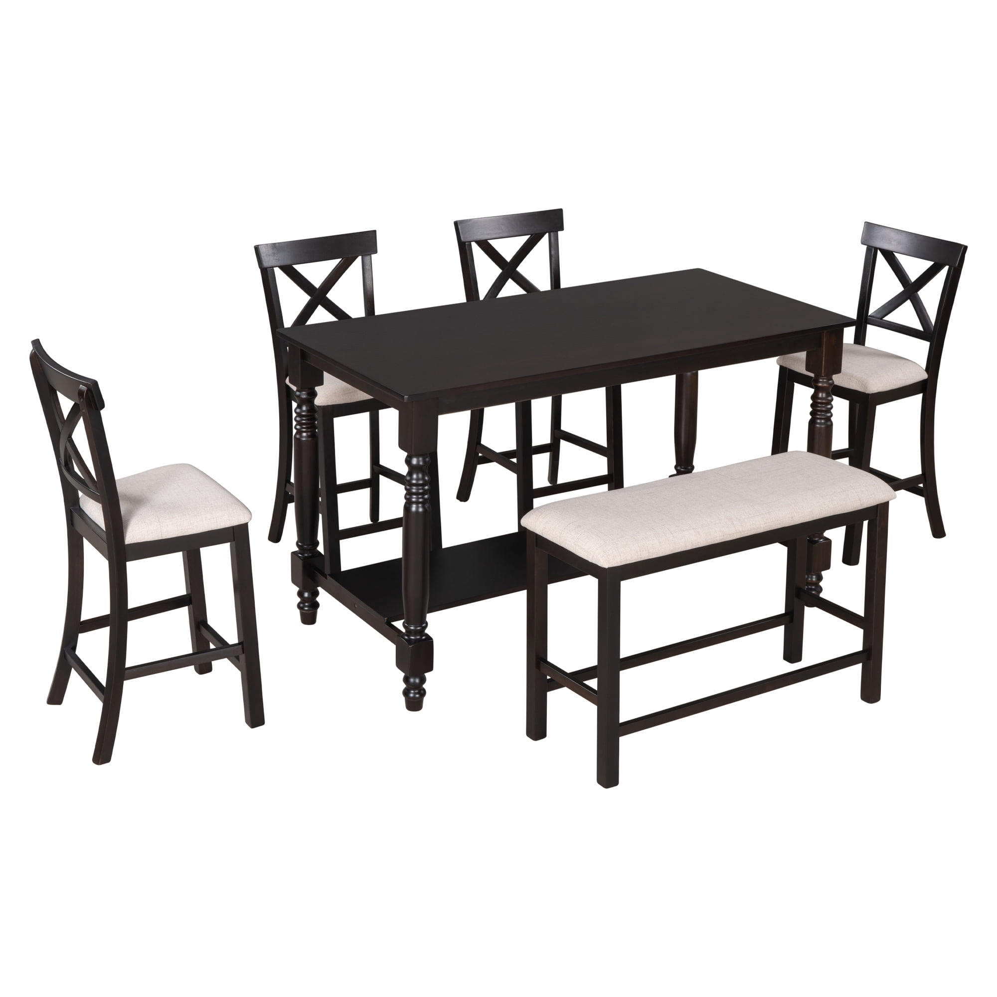 Dining Table Set With Bench For 6 Persons Rectangle Table With ...