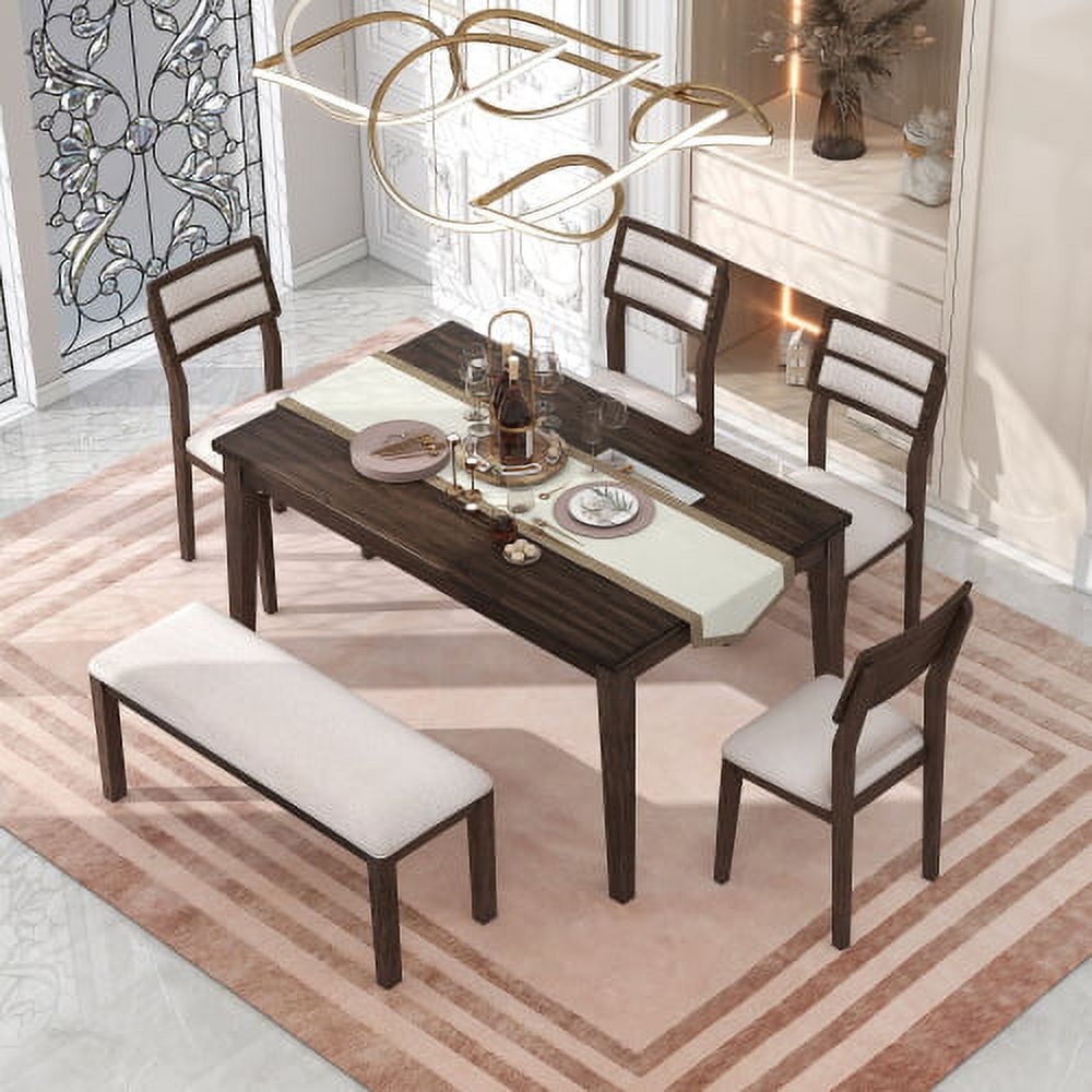 Dining Table Set Wood Dinette Table and 4 Upholstered Chairs and a ...