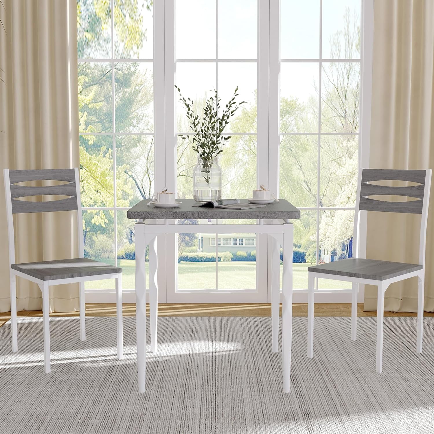 Dining Table Set for 2, 3 Piece Dining Table and Chairs Set of 2 ...