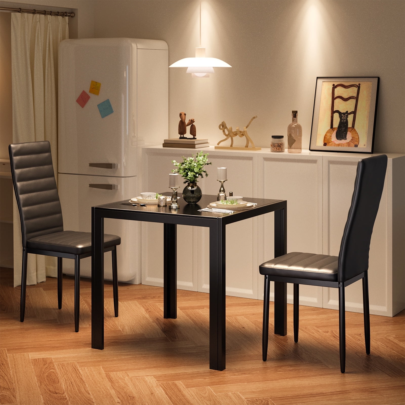Dining Table Set for 2, Asofer 3 Pieces Kitchen Table and PU Leather ...