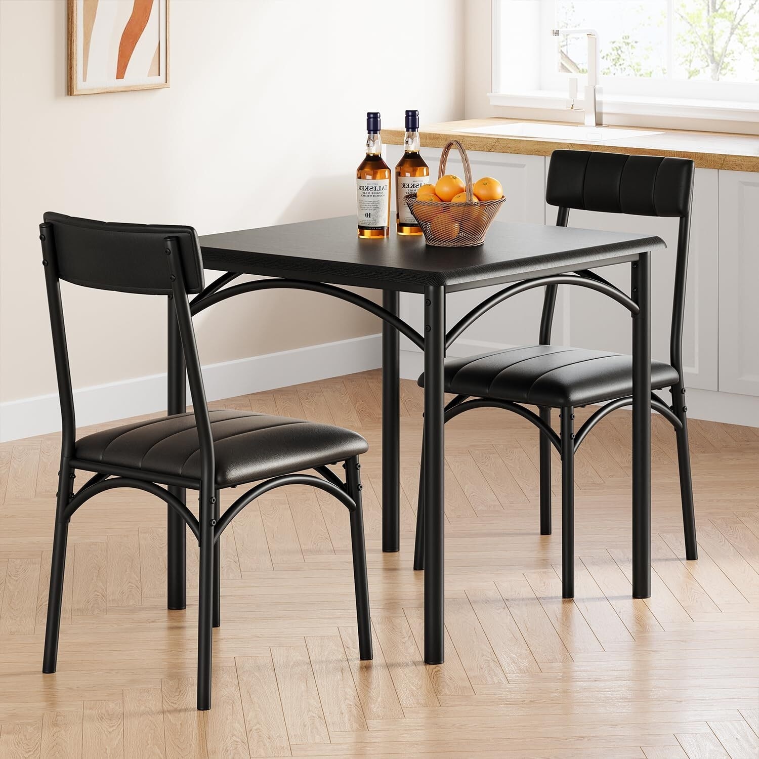 Dining Table Set for 2, Kitchen Table and Chairs Black - Walmart.com