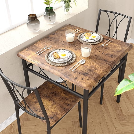 Dining Table Set for 2, Kitchen Table with 2 Chairs, Wood 3-Piece ...