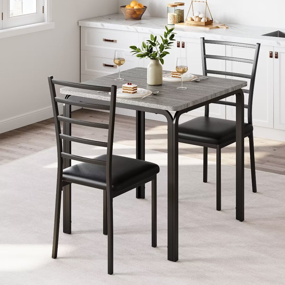 CuisinSmart 3 Piece Medium Density Fiberboard Square Dining Table Set ...
