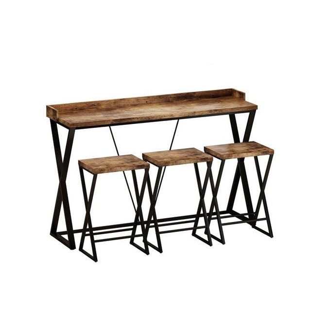 Dining Table Set for 3 Persons, Pub Table with X-Shaped Table Legs ...