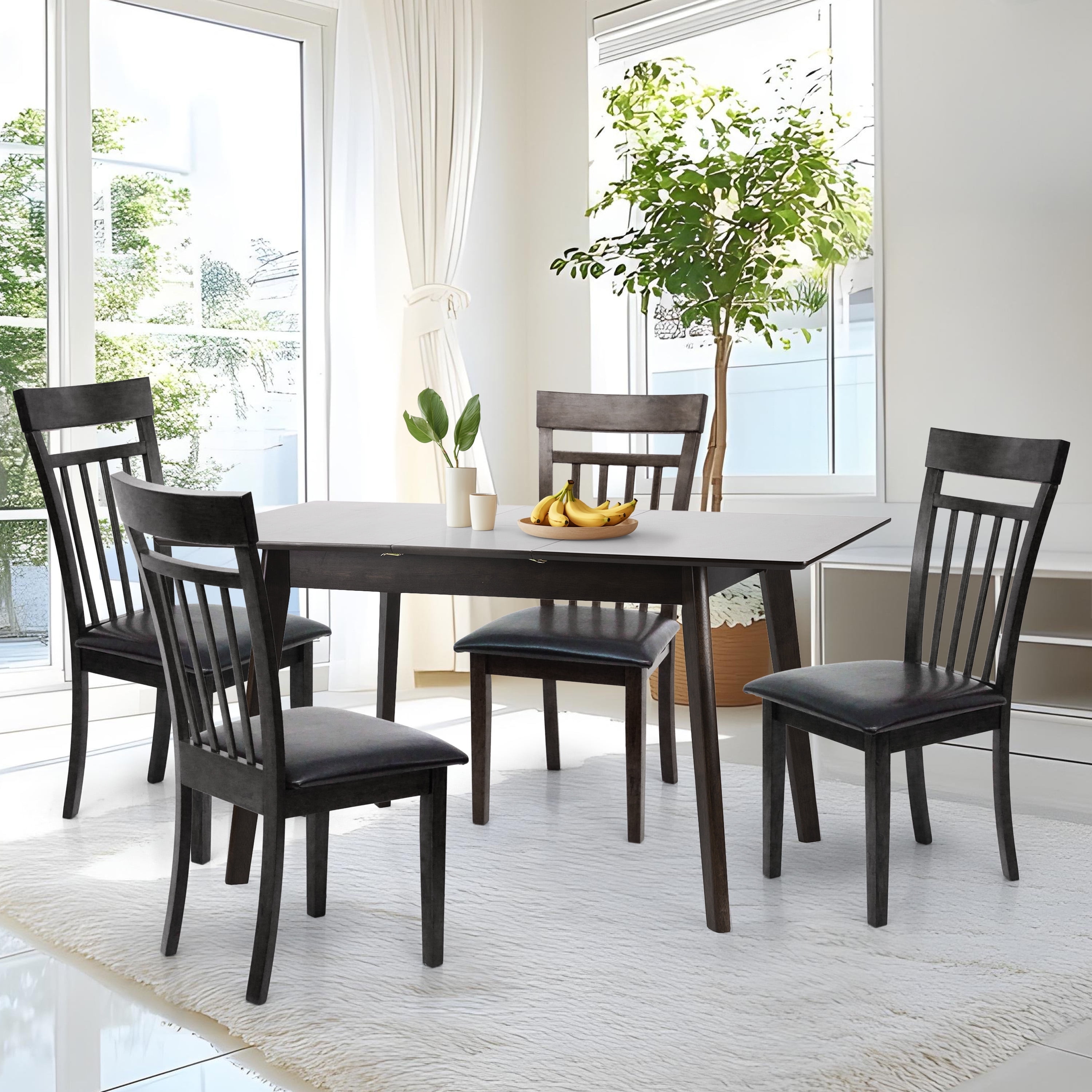 Dining Table Set for 4, Classic Style Solid Wood Warm Chairs w ...
