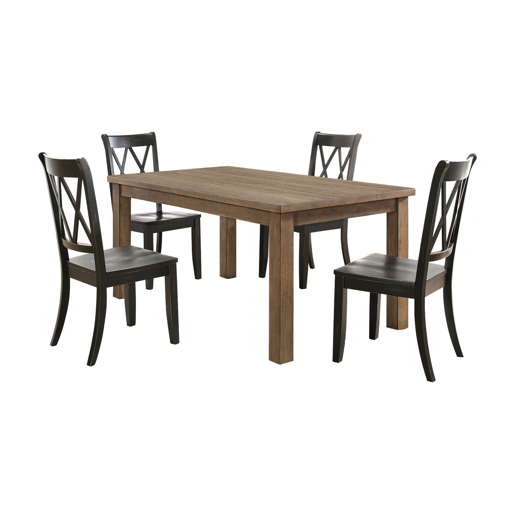 Dining Table Set for 4, Farmhouse Kitchen Table and 4 Skeleton Backrest ...