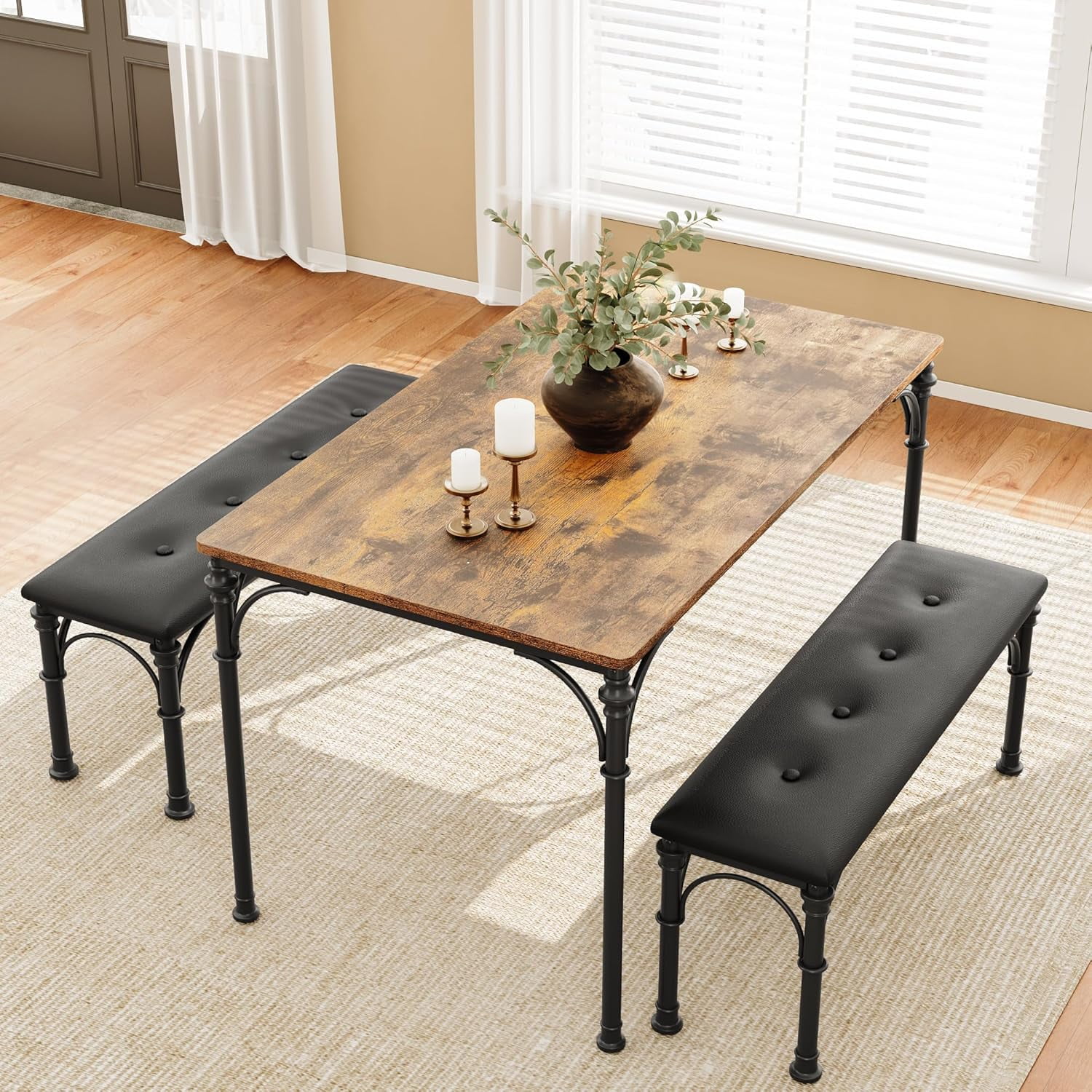 Dining Table Set for 4, Kitchen Table Set, Dining Room Table with 2 ...