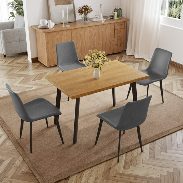 Modern Mid-Century Dining Table Set for 4-6 Person, Industrial Style ...