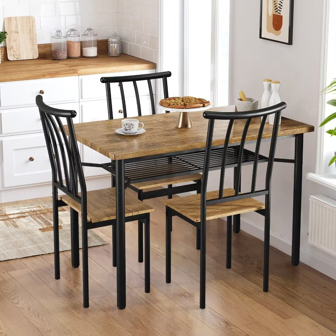 Dining Table Set for 4, Rectangular Kitchen Table and Chairs for 4 with ...