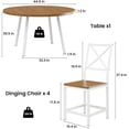 Dining Table Set for 4, Round Kitchen Table with Drop Leaf and 4 Stool ...