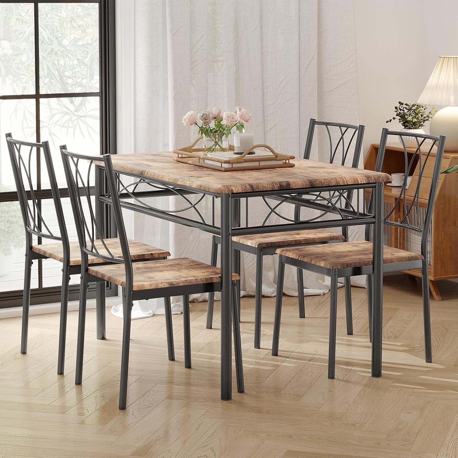 Dining Table Set for 4, Small Rectangle Kitchen Table with 4 ...