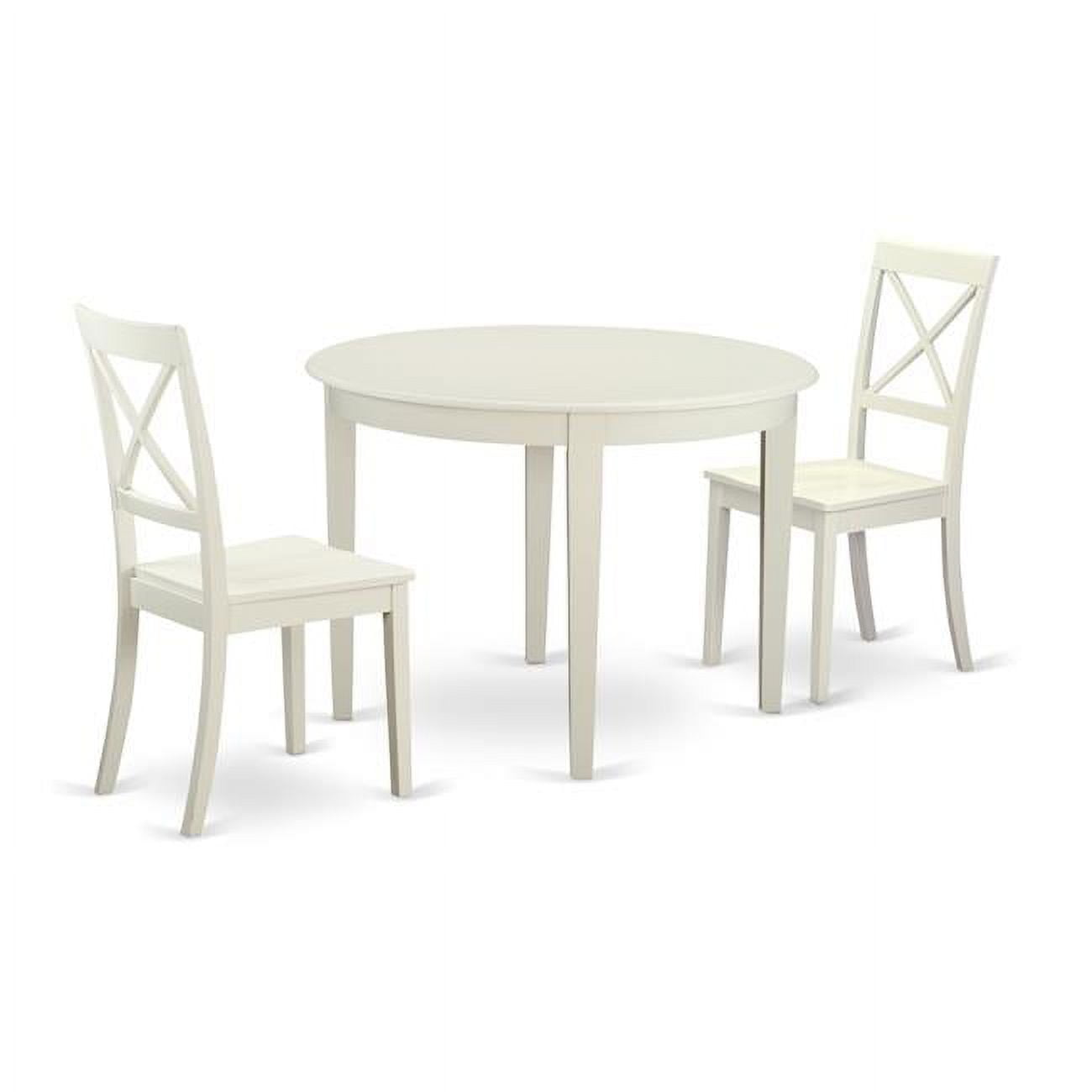 Dining Table Set with 2 Small Kitchen Table & 2 Chairs, Linen White - 3 ...