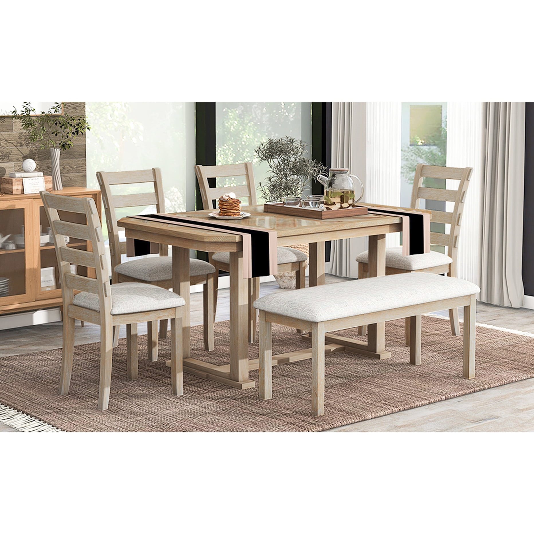 Dining Table Set with 6 Items | Used in Simple and Industrial Homes ...