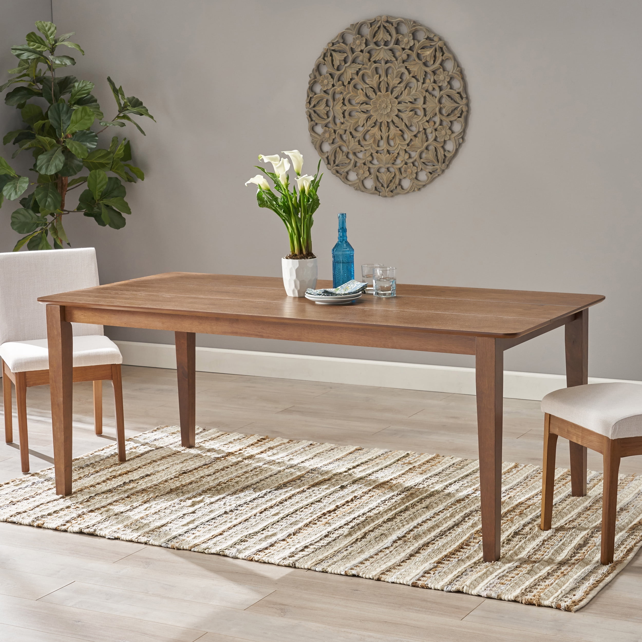 Dining Table Sets, DINING TABLE WITH SQUARE LEG, Walnut Modern Dining Tables,Solid Wood+Mdf ...