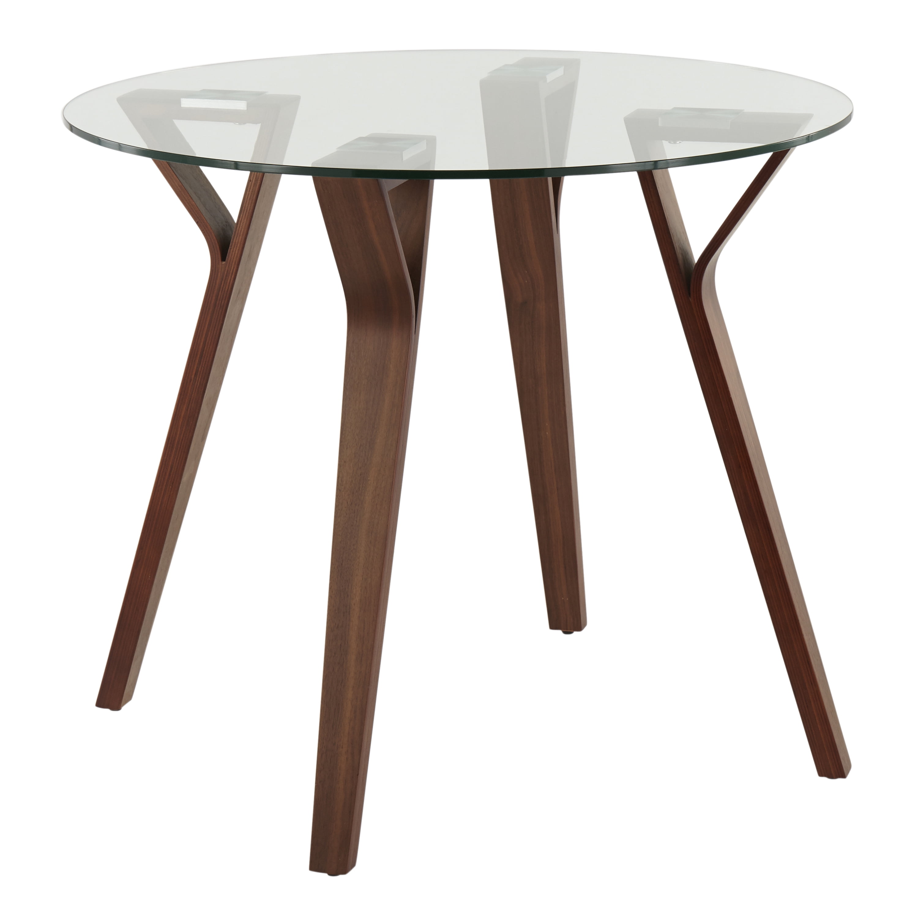 Dining Table Sets Folia Mid-Century Modern Round Dinette Table in Walnut Wood and Clear Glass by ...