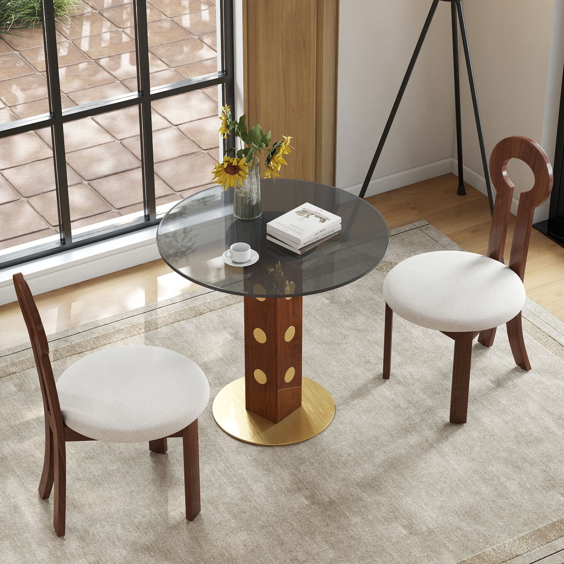 Dining Table Sets Modern Round Dining Table, 33.5" Tempered Glass Table ...
