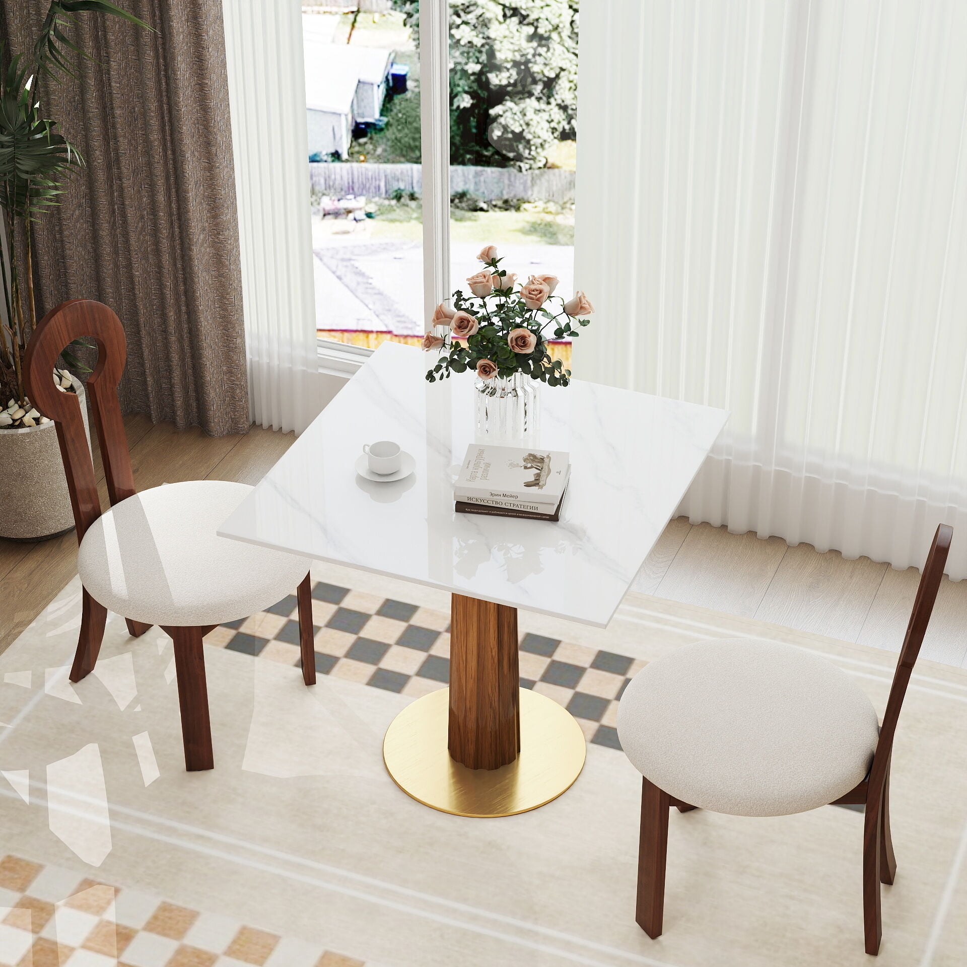 Dining Table Sets Modern Square Dining Table, 33.5" Sintered Stone ...