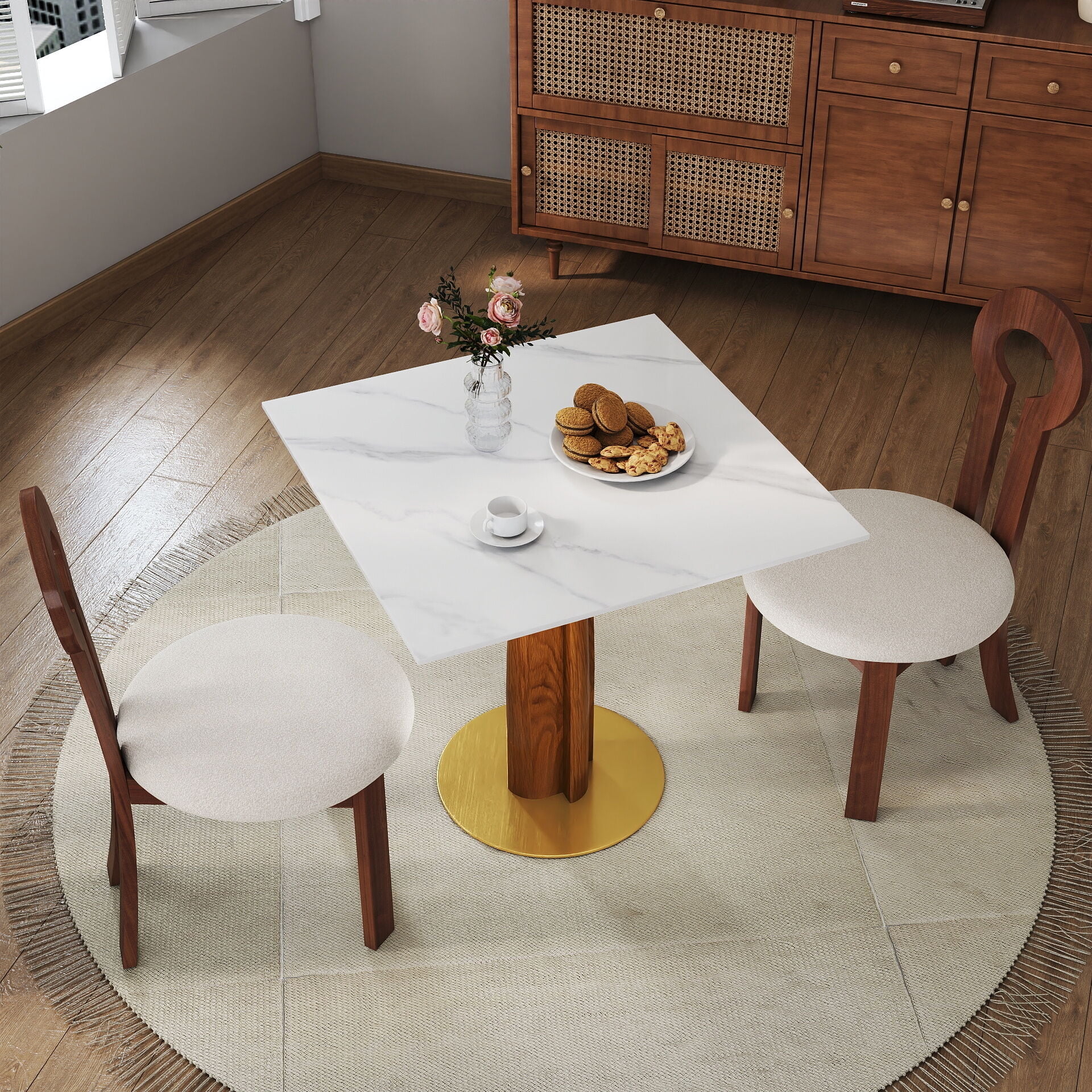 Dining Table Sets Modern Square Dining Table, 33.5" Sintered Stone ...
