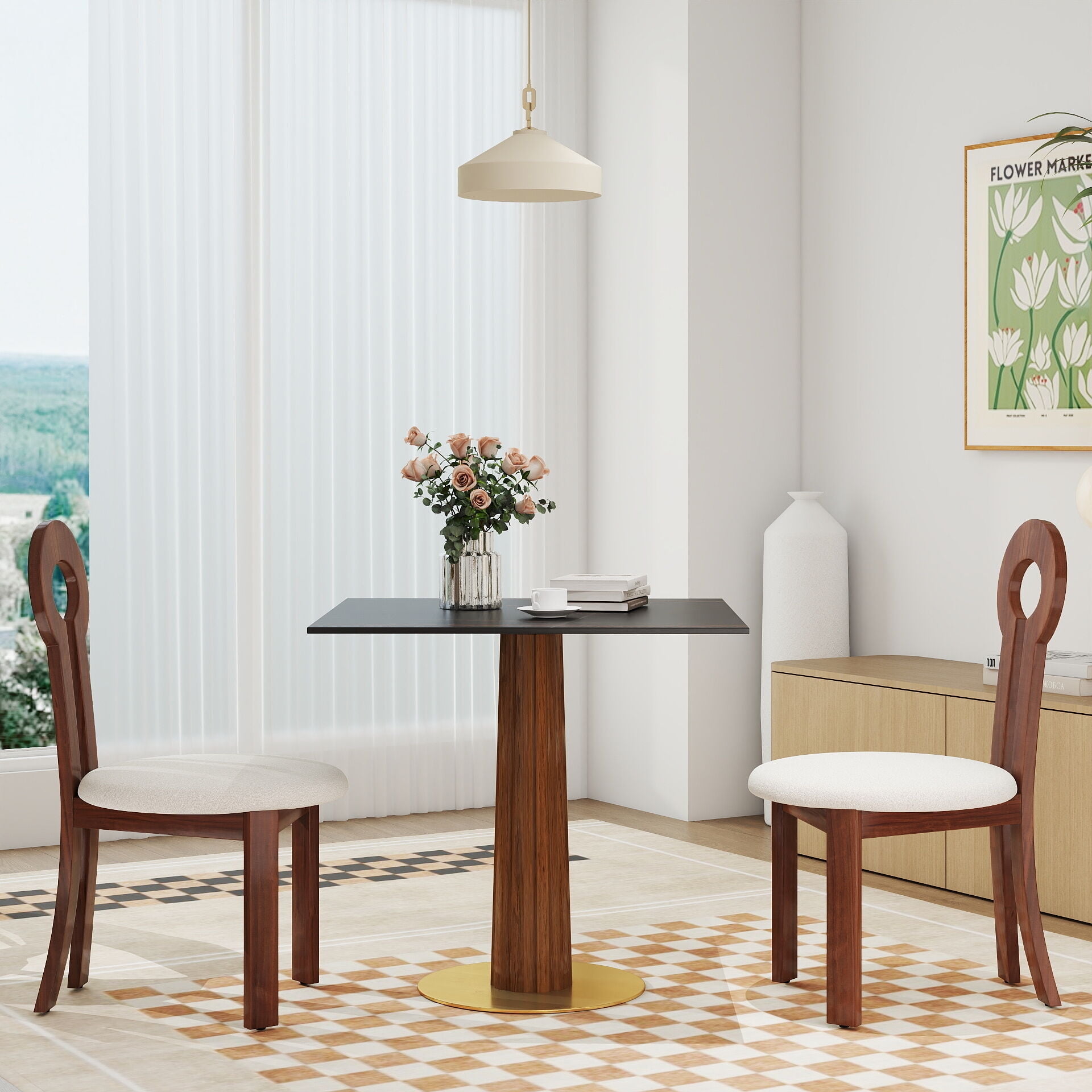 Dining Table Sets Modern Square Dining Table, 33.5" Sintered Stone ...