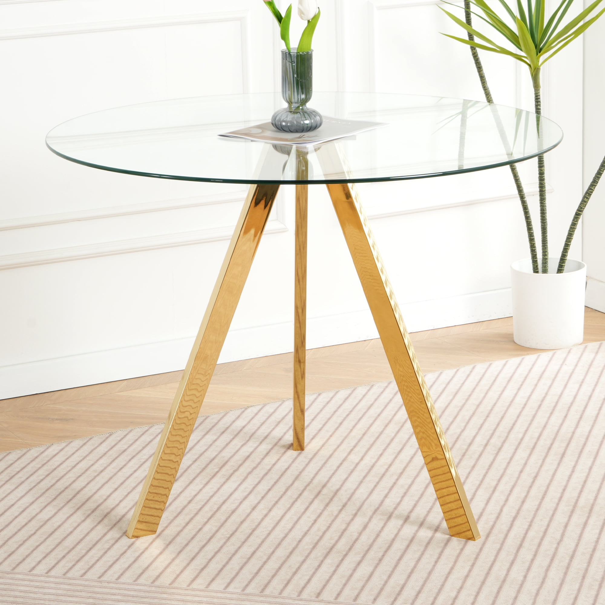 Dining Table Sets Modern minimalist 39.2 " round glass dining table ...